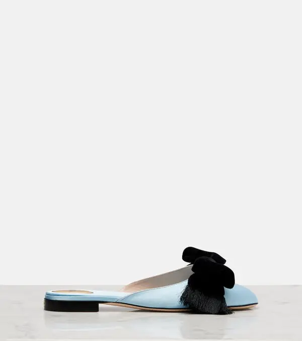 Valentino Garavani Reinette Bow-detail Satin Mules - Blue