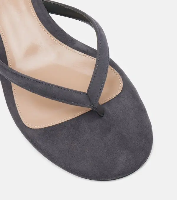 GIANVITO ROSSI Calypso 35 Suede Thong Sandals - Grey