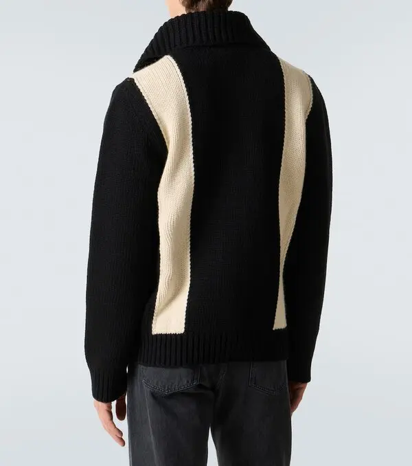 Valentino Garavani Intarsia Virgin Wool Zip-up Cardigan
