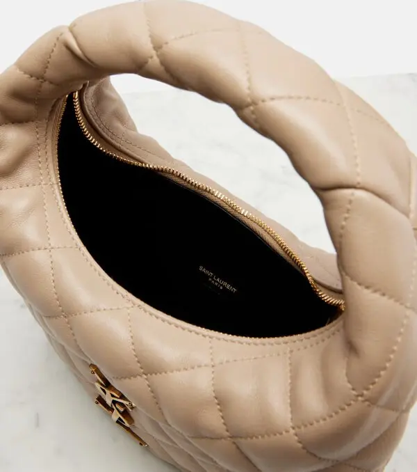 Saint Laurent Quilted Leather Top Handle Bag - Beige