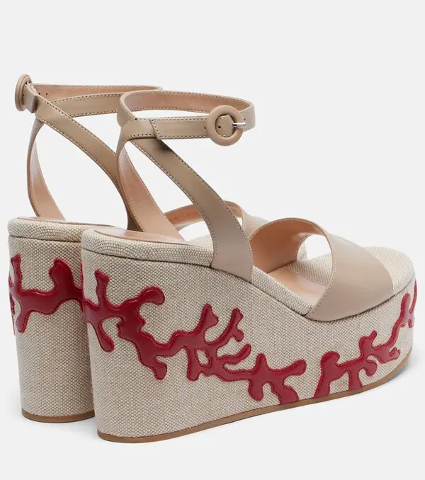 GIANVITO ROSSI Malia Leather Wedge Espadrilles