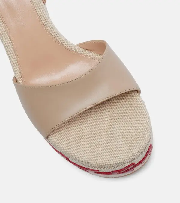GIANVITO ROSSI Malia Leather Wedge Espadrilles