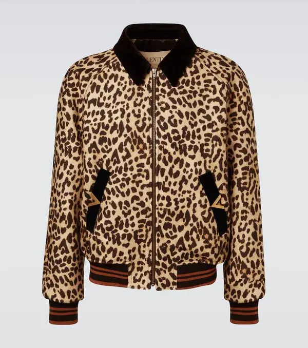 Valentino Garavani Vgold Leopard-print Wool Blouson Jacket - Multicoloured
