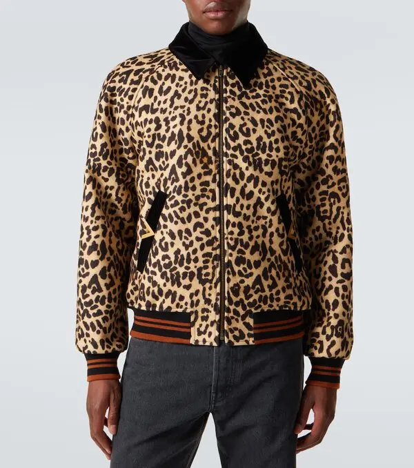 Valentino Garavani Vgold Leopard-print Wool Blouson Jacket