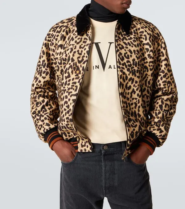 Valentino Garavani Vgold Leopard-print Wool Blouson Jacket
