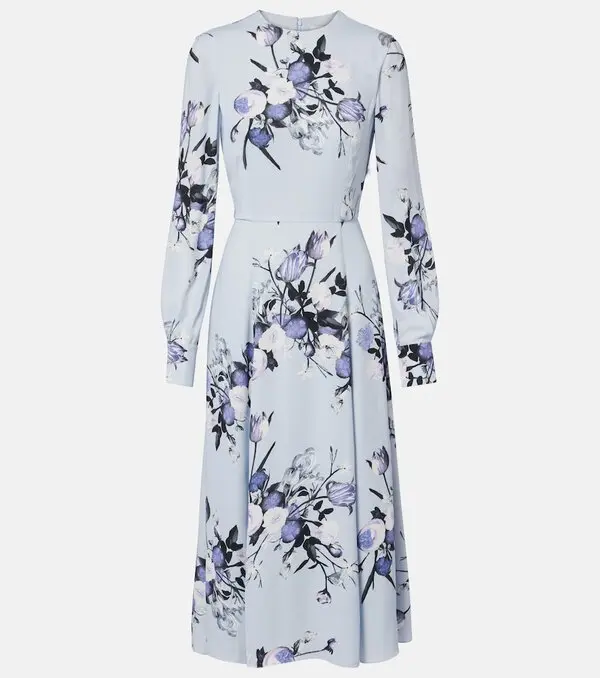 Erdem Floral Print Midi Dress - Blue