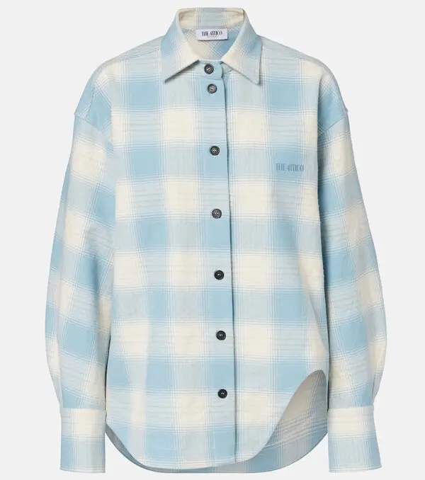 Attico Plaid Cotton And Wool Shirt - Blue
