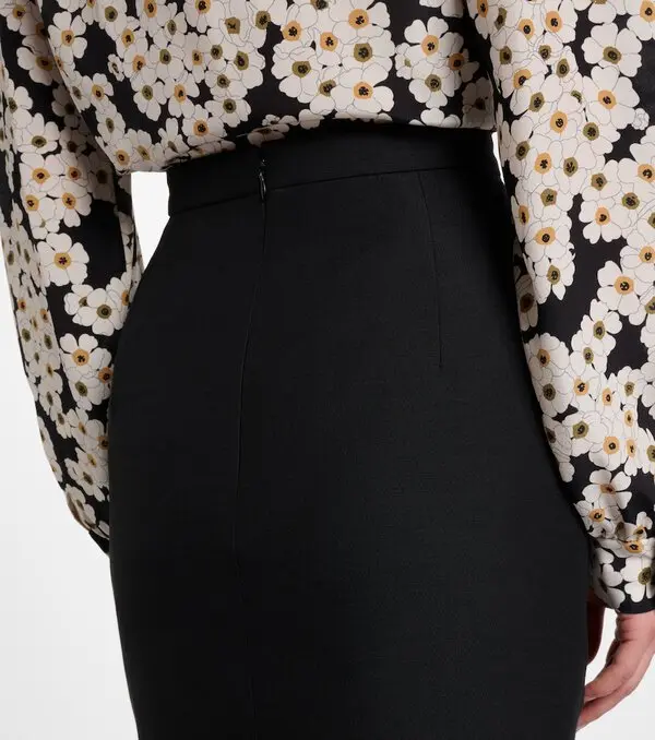 Valentino Garavani Crepe Couture Feather-trimmed Midi Skirt - Black