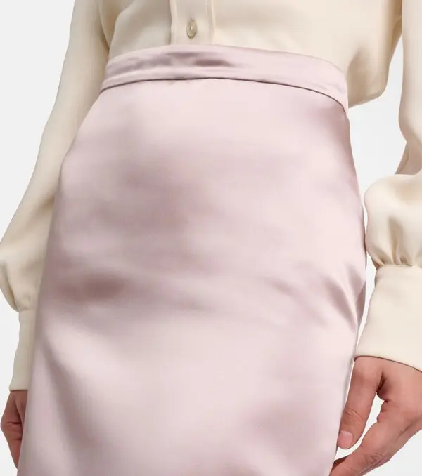 Valentino Garavani Feather-trimmed High-rise Midi Skirt - Pink