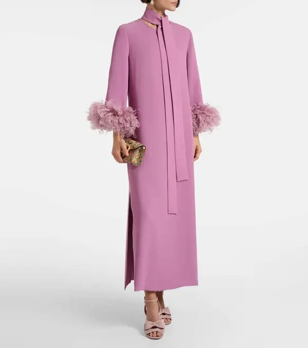 Valentino Garavani Cady Couture Feather-trimmed Gown - Purple | Editorialist