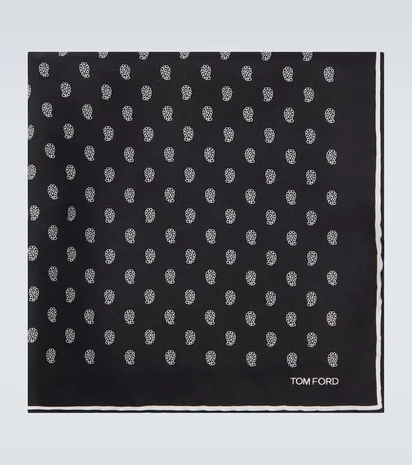 TOM FORD Printed Silk Twill Pocket Square - Black