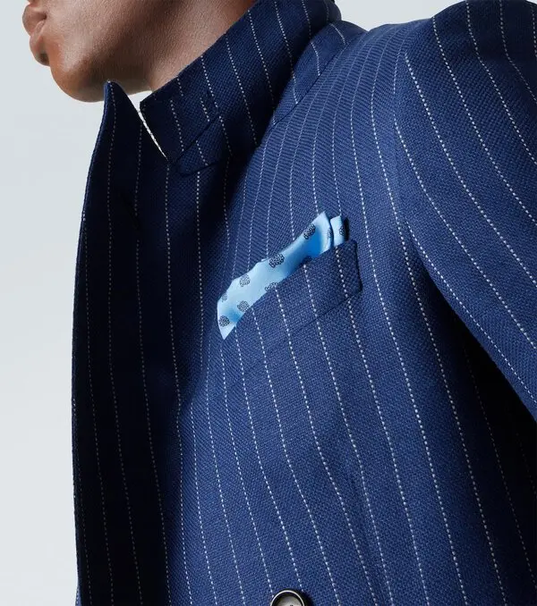TOM FORD Printed Silk Twill Pocket Square - Blue