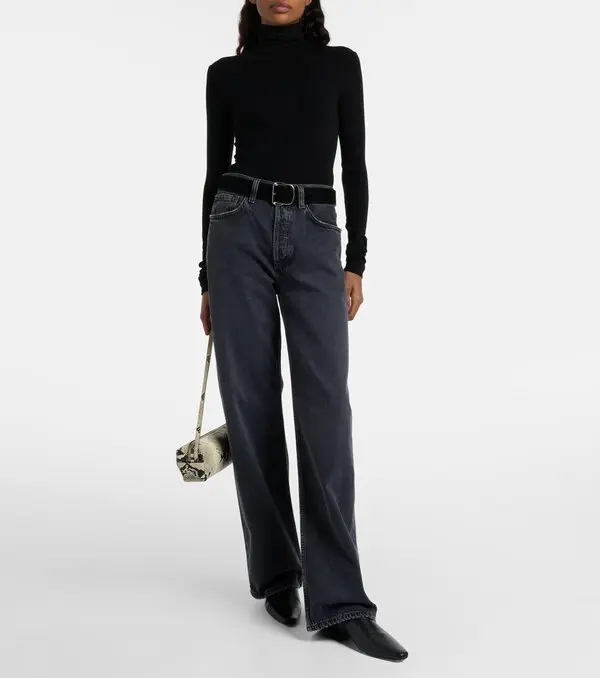 AGOLDE Wilma Jersey Turtleneck Bodysuit - Black