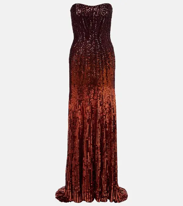 Jenny Packham Lior Embellished Corset Gown - Red
