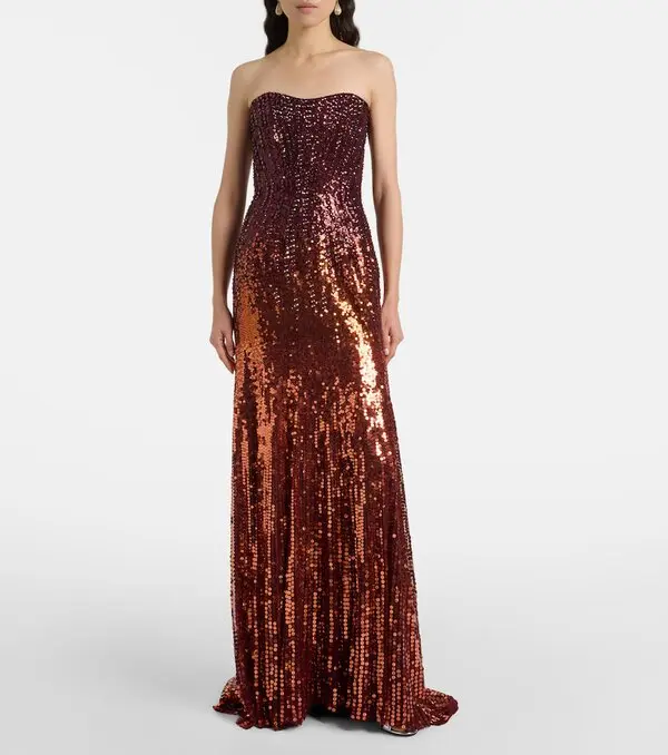 Jenny Packham Lior Embellished Corset Gown - Red