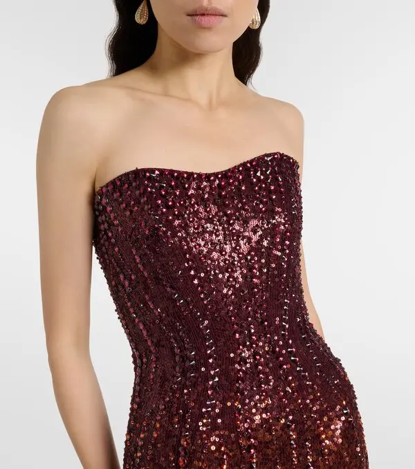 Jenny Packham Lior Embellished Corset Gown - Red