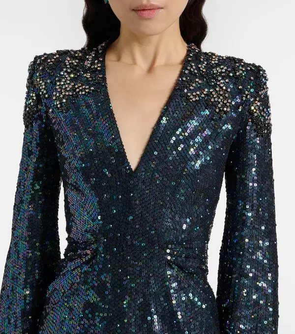 Jenny Packham Zinnia Sequined Gown - Blue