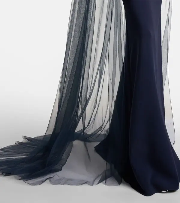 Jenny Packham Zadie Caped Embellished Gown - Blue