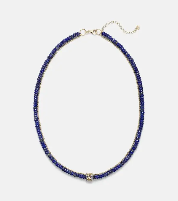 SYDNEY EVAN 14kt Yellow Necklace With Lapis Lazuli And Diamonds - Gold