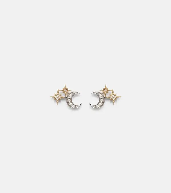 SYDNEY EVAN Moon Diamond Stud Earrings - Gold