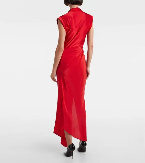 Victoria Beckham Gathe Silk-trimmed Jersey Maxi Dress - Red
