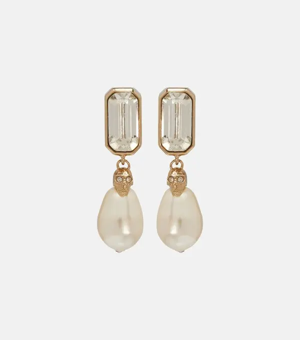 Alexander McQueen Skull Embellished Drop Earrings - Silver