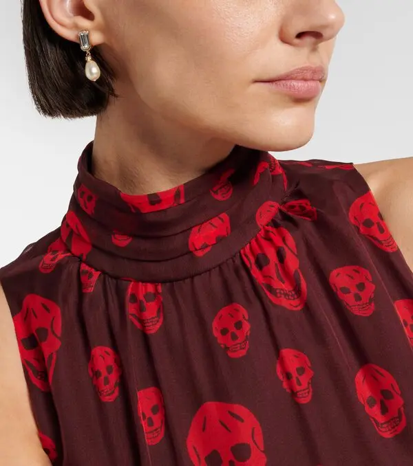 Alexander McQueen Skull Embellished Drop Earrings - Silver