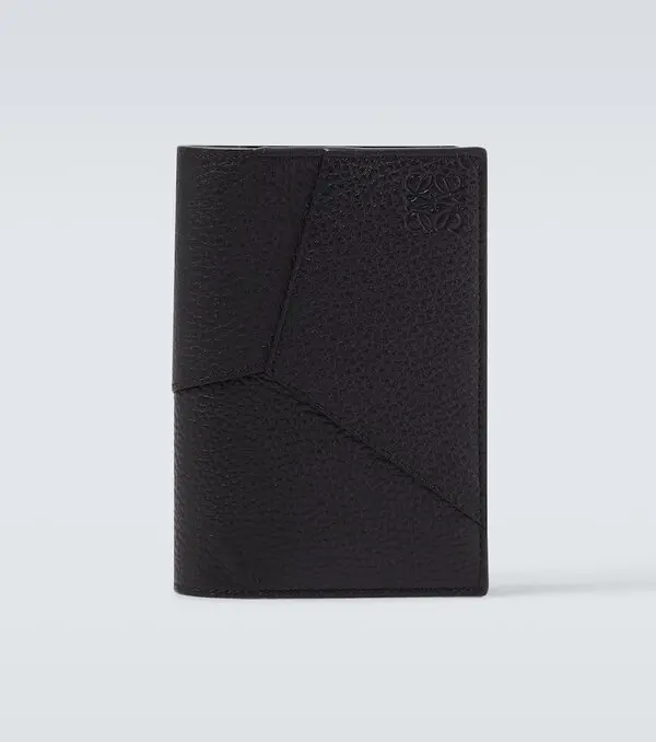 Loewe Puzzle Leather Passport Holder - Black