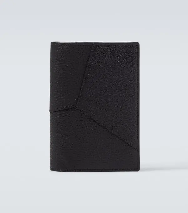 Loewe Puzzle Leather Passport Holder - Black