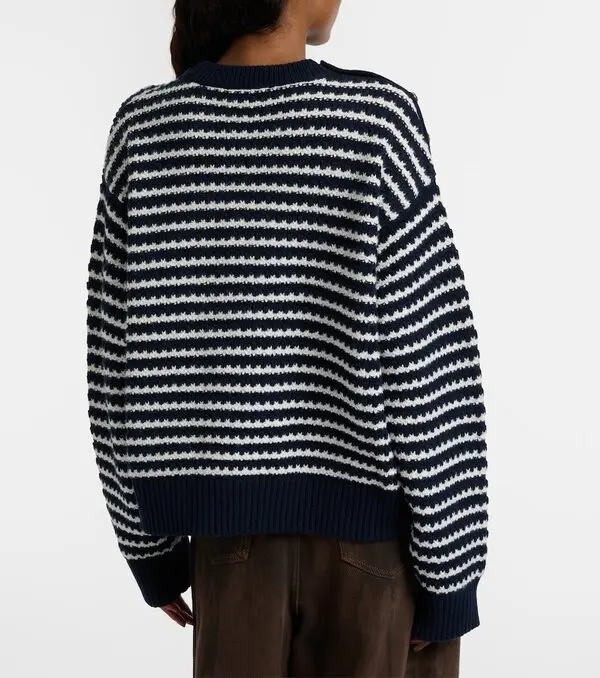 GANNI Striped Wool And Cotton Sweater - Black