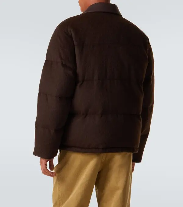 Auralee Leather-trimmed Camel Hair Down Jacket