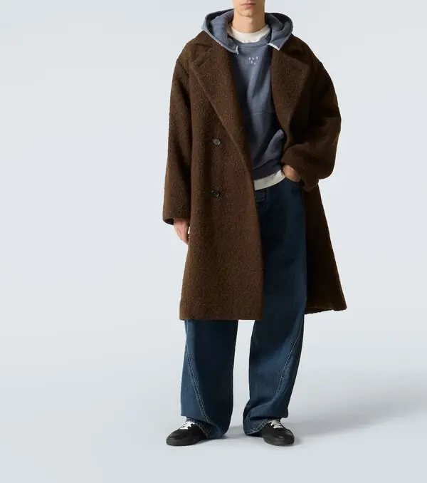A.PRESSE Double-breasted Wool-blend Coat