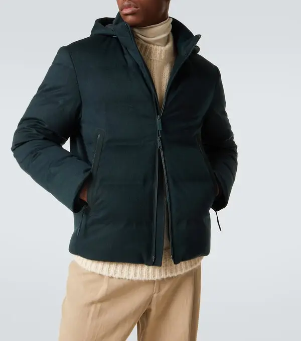 Zegna Elements Technical Cashmere Down Jacket - Green