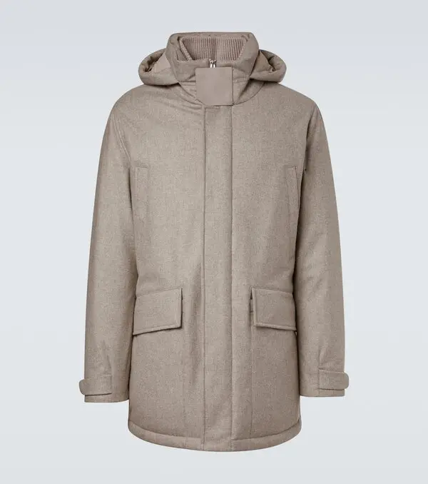 Zegna Wool Down Hooded Jacket - Beige