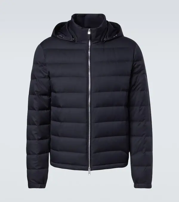 Zegna Technical Twill Down Jacket - Blue