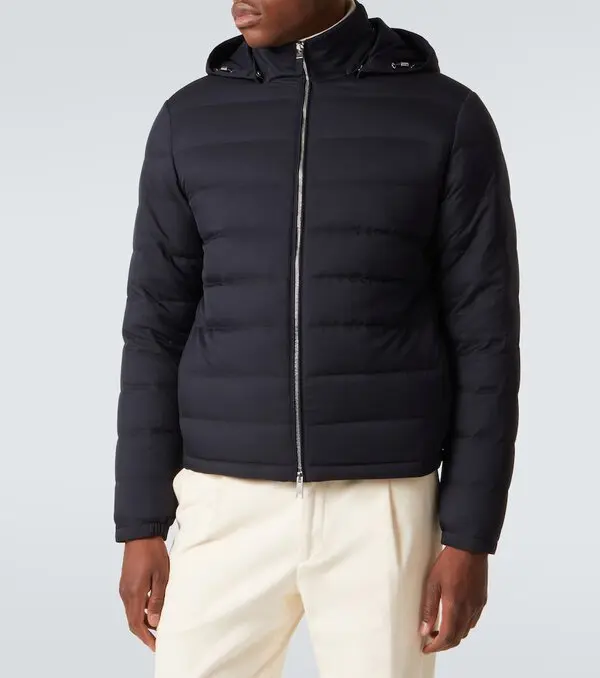 Zegna Technical Twill Down Jacket - Blue