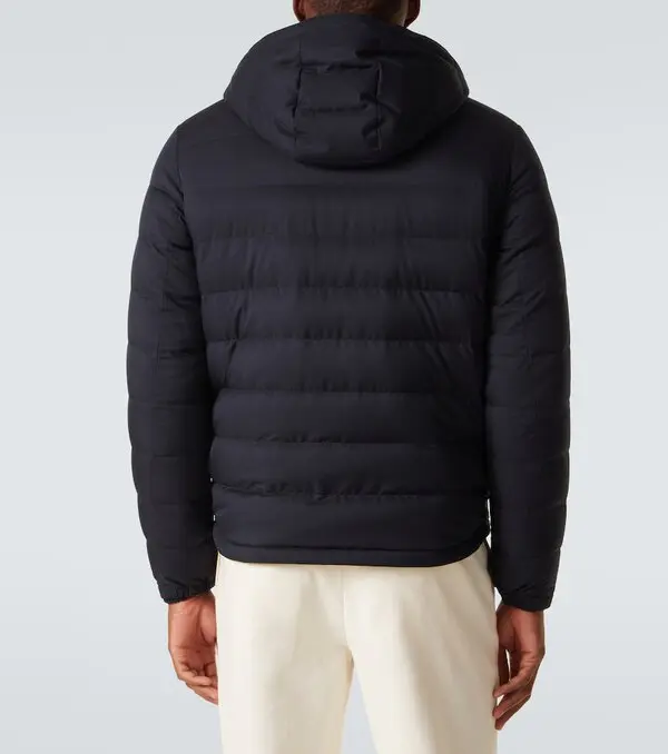 Zegna Technical Twill Down Jacket - Blue