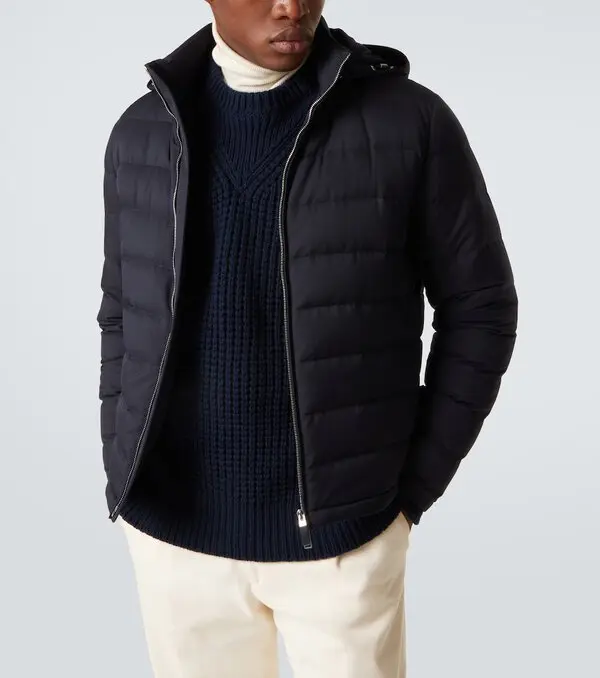 Zegna Technical Twill Down Jacket - Blue