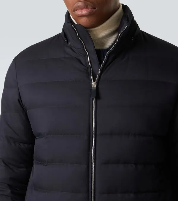 Zegna Technical Twill Down Jacket - Blue
