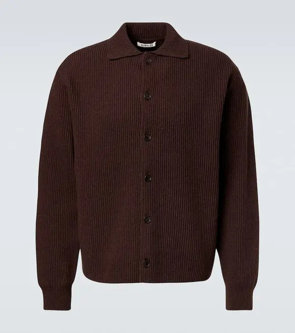 Auralee Ribbed-knit Wool Cardigan