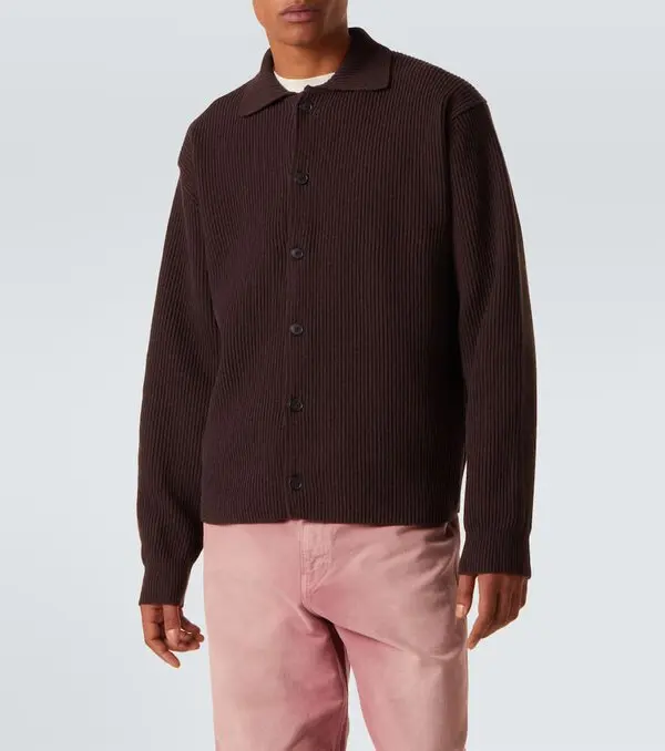 Auralee Ribbed-knit Wool Cardigan