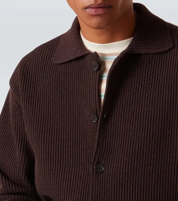 Auralee Ribbed-knit Wool Cardigan