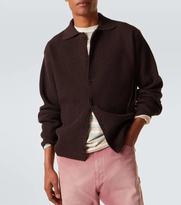 Auralee Ribbed-knit Wool Cardigan