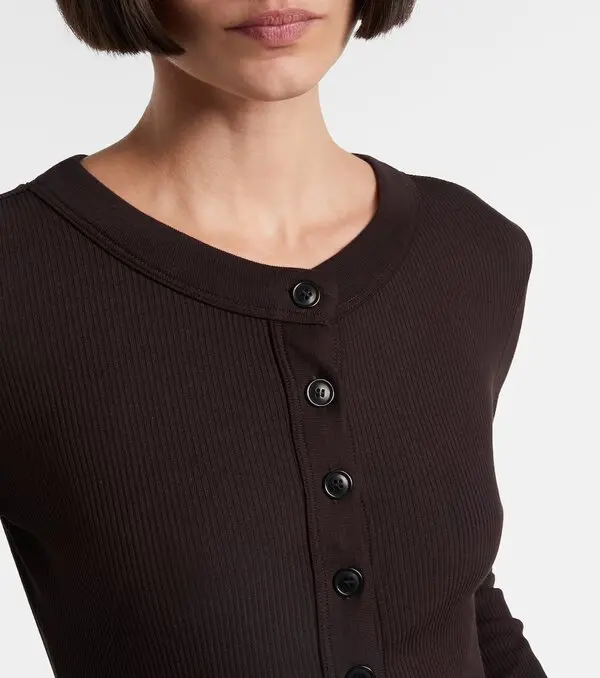 Citizens Of Humanity Varra Ribbed-knit Henley Shirt - Brown