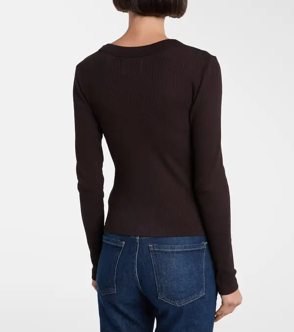 Citizens Of Humanity Varra Ribbed-knit Henley Shirt - Brown