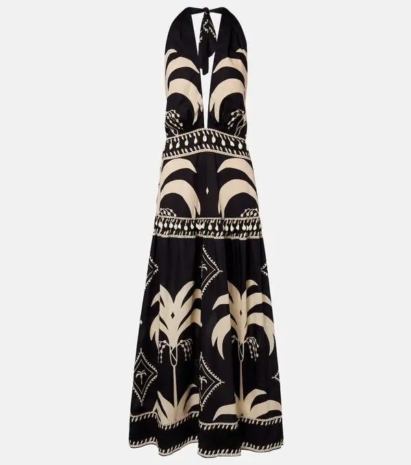 Johanna Ortiz Printed Cotton Maxi Dress - Black