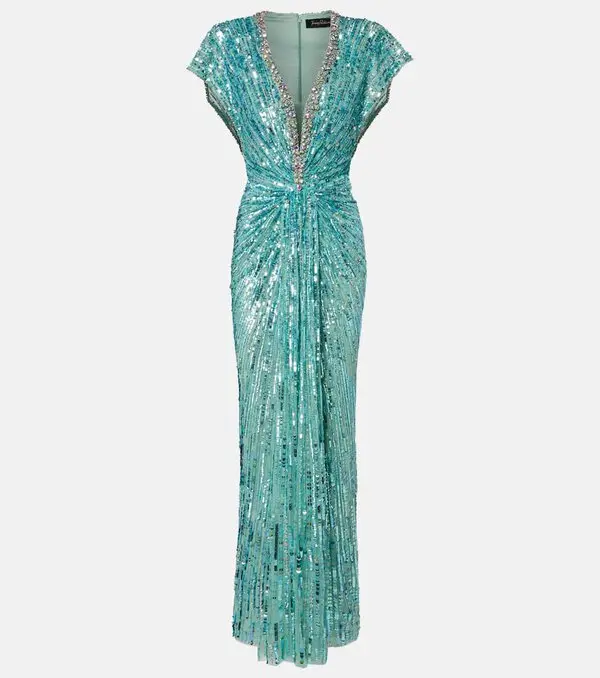 Jenny Packham Lacie Embellished Gown - Blue