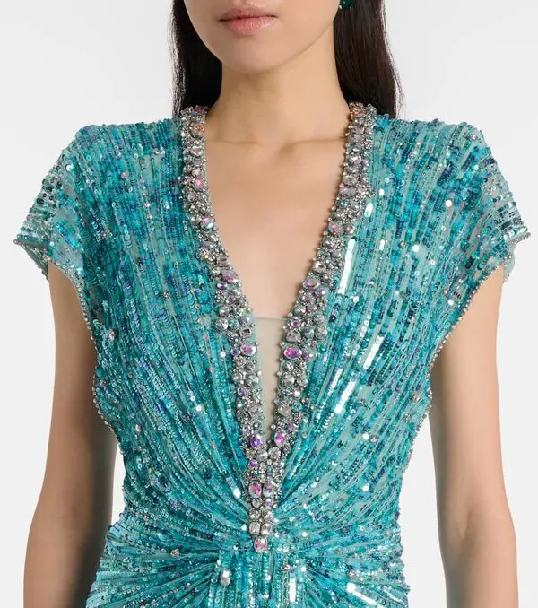 Jenny Packham Lacie Embellished Gown - Blue