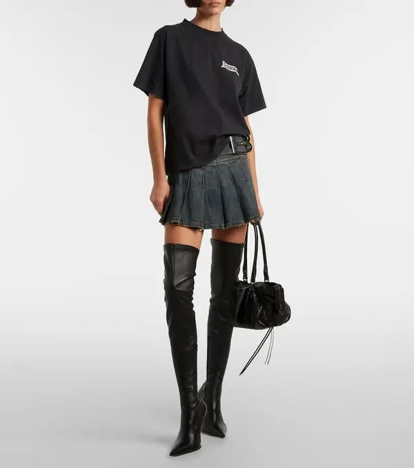 Balenciaga Logo Distressed Cotton Jersey T-shirt