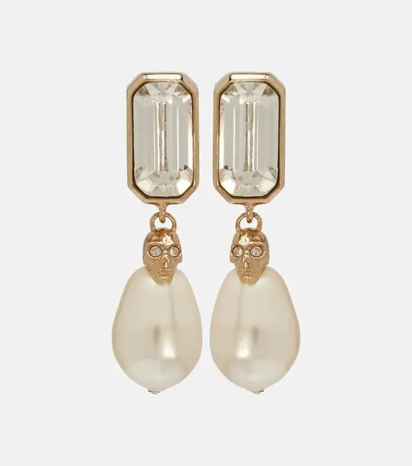 Alexander McQueen Skull Embellished Drop Earrings - Silver